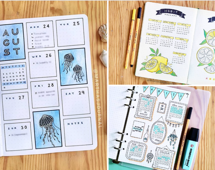 August Bullet Journal Inspiration Collection (P4) | Planner Bujo | May ...