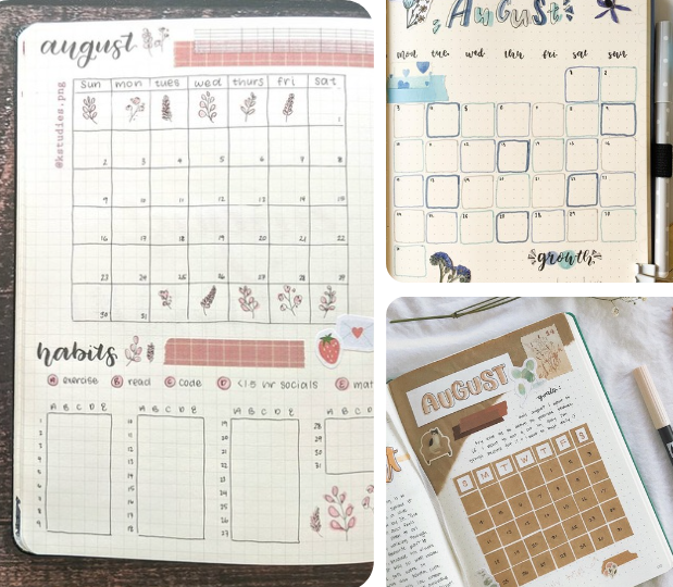 Creative August Monthly Spreads for Your Bullet Journal | Planner Bujo ...